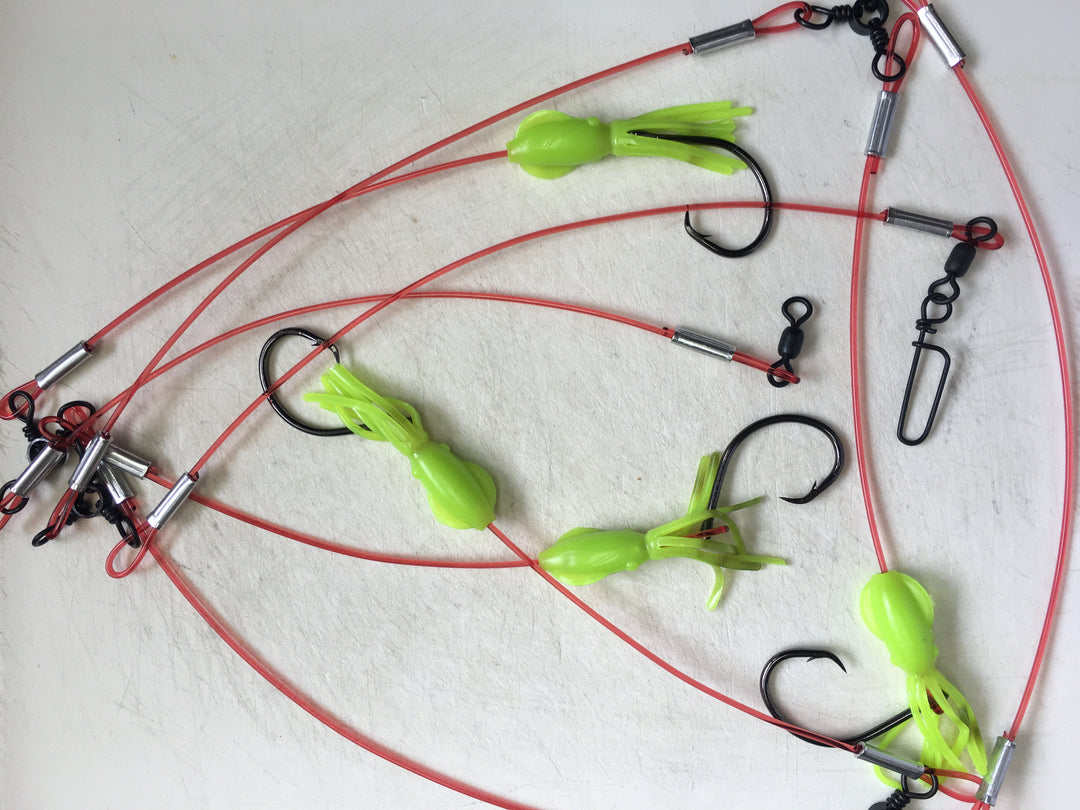 Deep drop leader with glow squids – Check'n Bottom Outfitters LLC